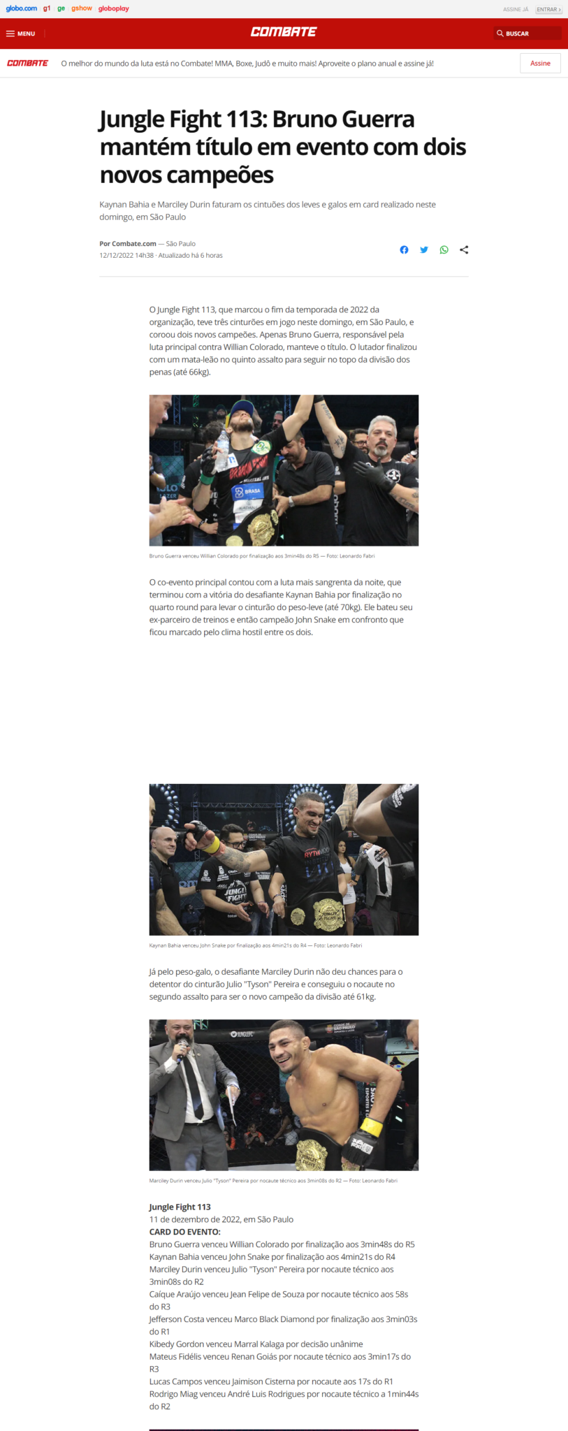 Jungle Fight 113 - Combate - Jungle Fight