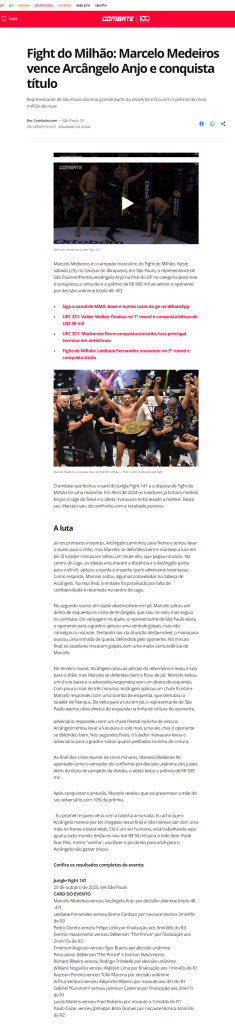 Jungle Fight 141 - Fight do Milhão: Marcelo Medeiros vence Arcângelo Anjo e conquista título ...