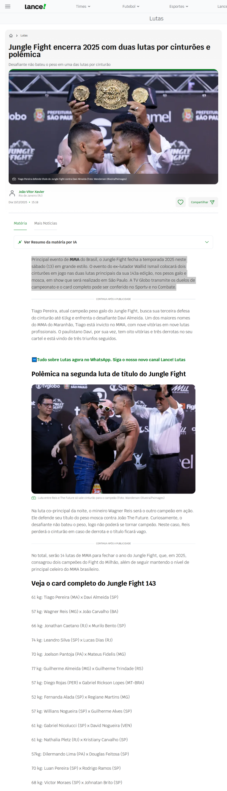 Jungle Fight 143 - Lance! - Jungle Fight